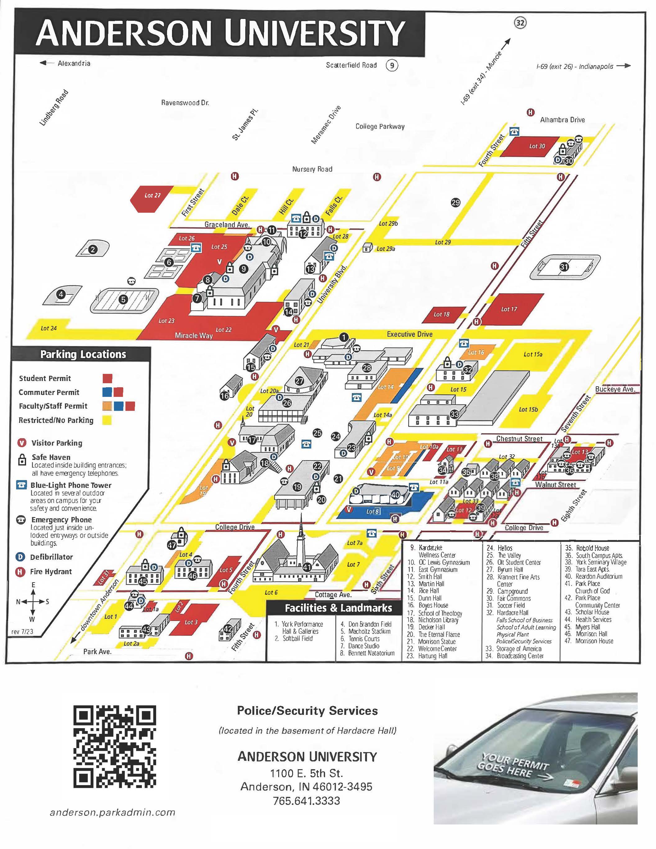 Parking Map & Regulations - Anderson University | OperationsCommander ...